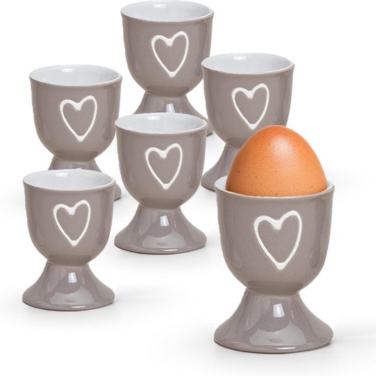Kleurrijke eierdopjes in landelijke stijl - set van 6 ronde keramische ...