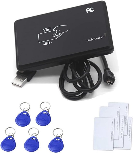 Slimme RFID Kaartlezer USB 125KHz met 5 Sleutelhangers en 5 RFID ...
