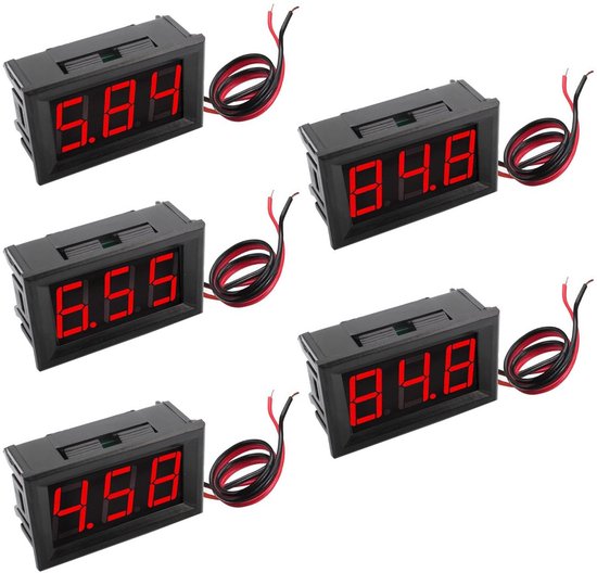Set van 5 Digitale DC Voltmeter Meters met Rode LED Display 5V-120V | bol