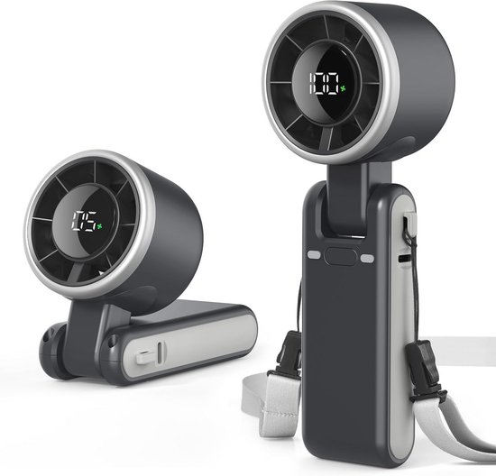 Sterke Draagbare Handventilator met 5 Snelheden en Digitaal Display ...