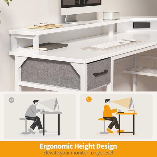 Moderne L-vormige Computer Tafel met LED Verlichting en Stopcontact 148 ...