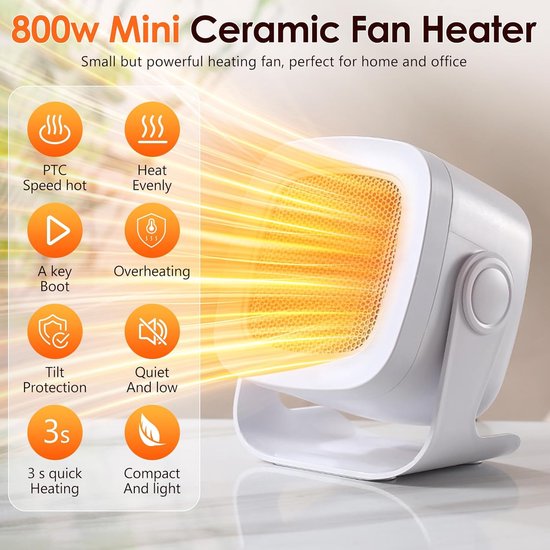 Blazerverwarming, PTC mini elektrische verwarming met 90° oscillatie ...