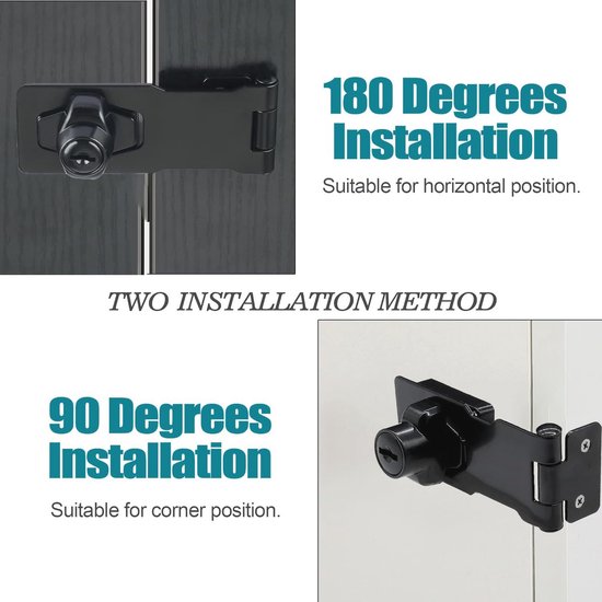 Hasp Slot met Sleutels voor Deur, Poort en Meubels - 3 Inch Zwart | bol