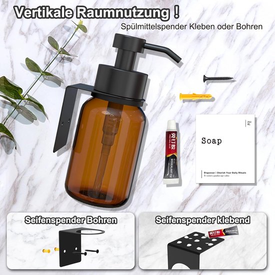 Glazen Wandzeepdispenser Zonder Boren - 250 ml | bol