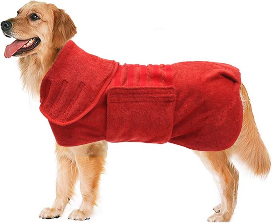 Honden Drogen Jas - Snelle Microvezel Badjas voor Huisdieren - Rood ...