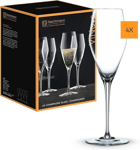 Elegante champagneglazen set van 4 - Kristalglas, 280 ml | bol