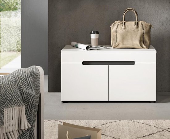 Multifunctionele Gangmeubel Set met Zitbank en Kast in Grijs en Wit | bol