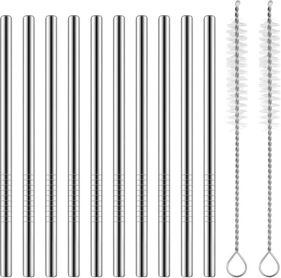 10x Korte Roestvrijstalen Rietjes | Herbruikbaar Metalen Rietje voor ...