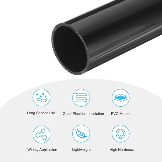 Zwarte PVC-buis 35,2 mm (ID) x 20 cm | Ronde Kunststof Buizen voor Tuin ...