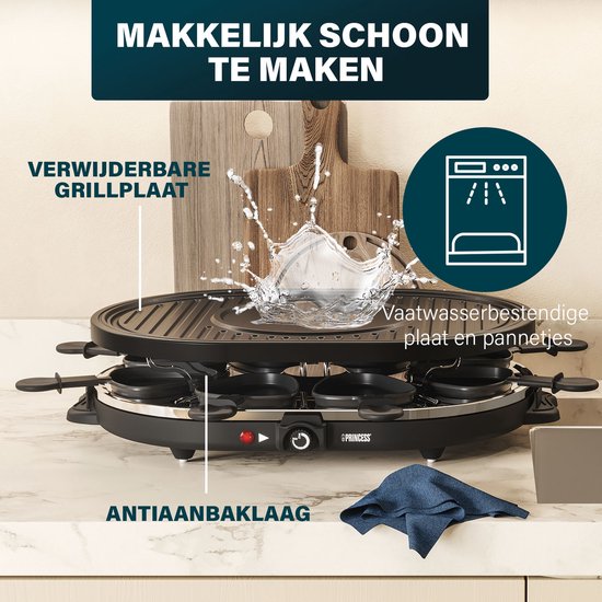 Princess Gourmetstel - Raclette Oval Grill Party - 8 personen - 1200W ...