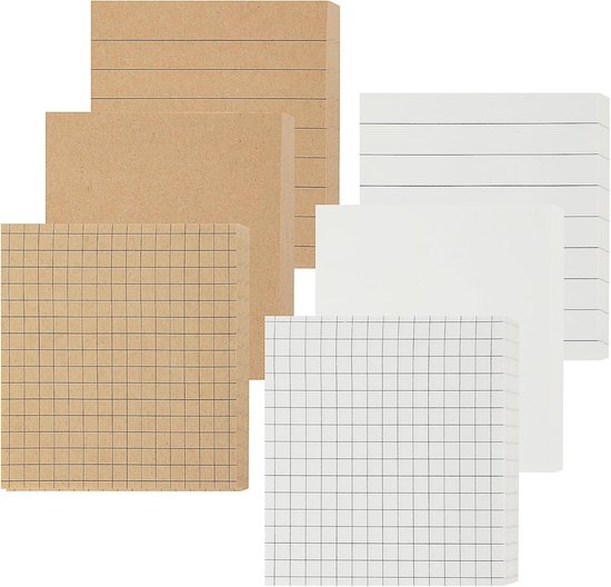 6 Pak Sticky Notes met Lijnen - 480 Vellen Zelfklevende Post Notes in ...