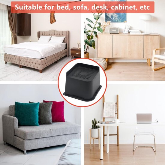 Verhogers voor Meubels 10.2 cm Zwart, Set van 4 Zware Steunen voor Bed ...