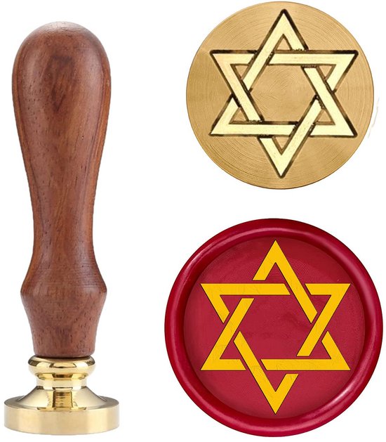 Ster van David Zegelstempel Set - Koperen Zegelstempel met Houten Steel ...