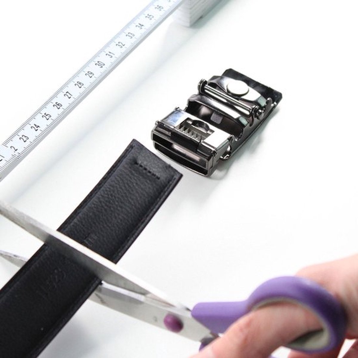 Heren riem echt Leer met automatische gesp - Broekriem 2 Stuks Zwart en Bruin | bol.com