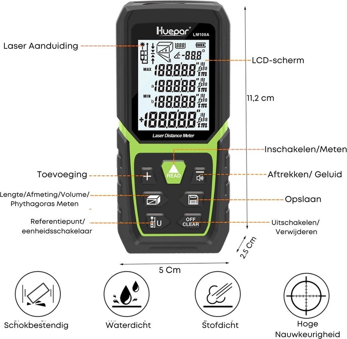 Laser Afstandsmeter 100M | Laser Afstand Meter | Afstandsmeter ...