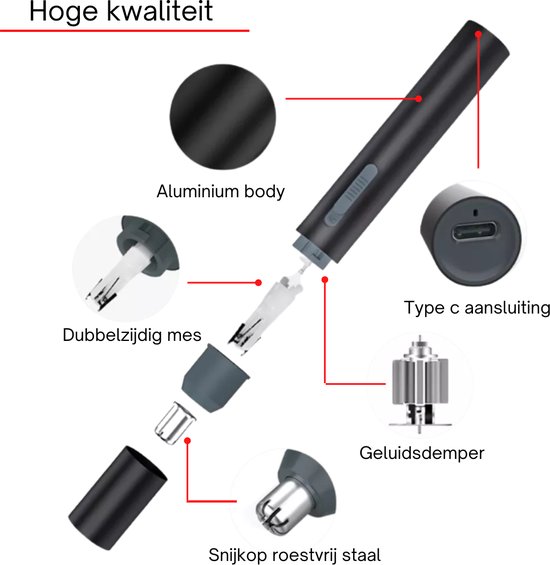 Neustrimmer 2 in 1 – Oplaadbaar – Dubbelzijdig mes – Oor trimmer ...