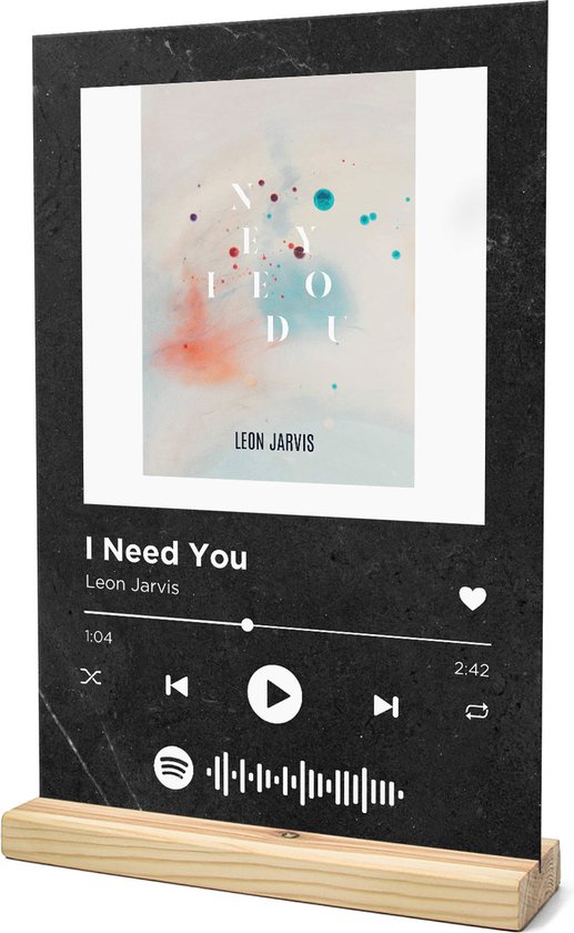 Songr Spotify Muziek Bordje - I Need You - Leon Jarvis - 20x30 - Zwart ...
