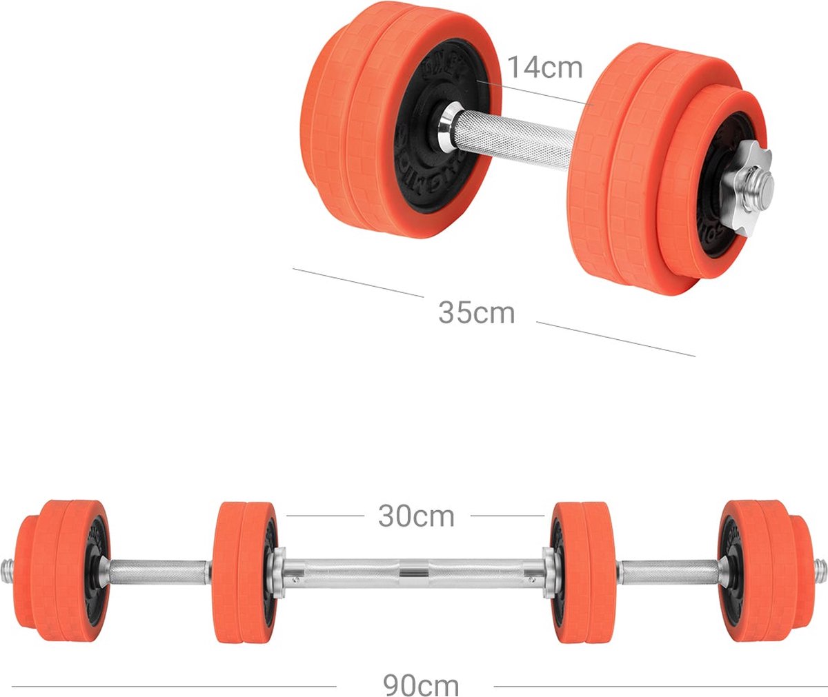Halters - Dumbbell set - Verstelbaar - 25 KG - Oranje | bol.com