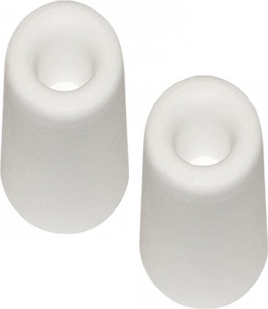 Deurbuffer / deurstopper - 2x - wit - rubber - 75 x 40 mm - deurstop | bol