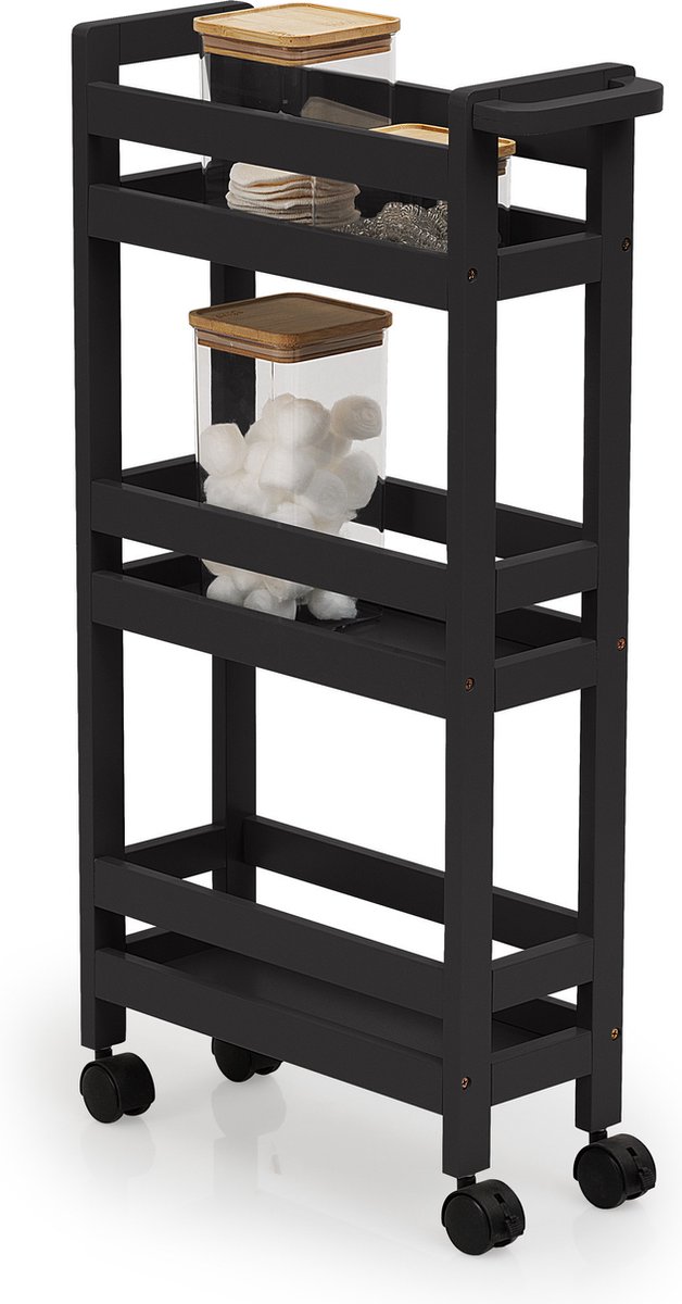 Five® Smalle keukentrolley 3 niveaus zwart - Zwart - Decoratief | bol.com