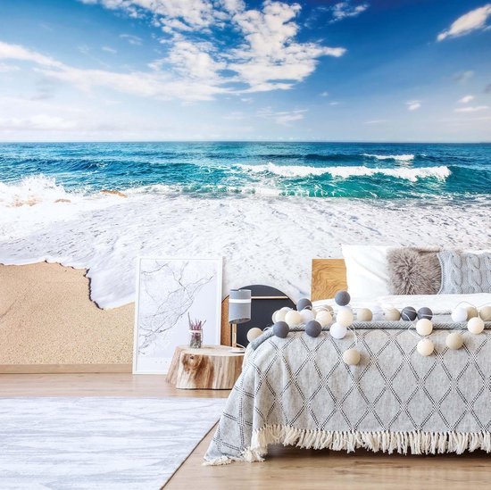 Fotobehang - Vlies Behang - Uitzicht op Zee vanaf het Strand - 104 x 70 ...