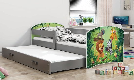 Peuterbed met Onderschuifbed 80x160 cm – Jungle bed – Kinderbed met ...
