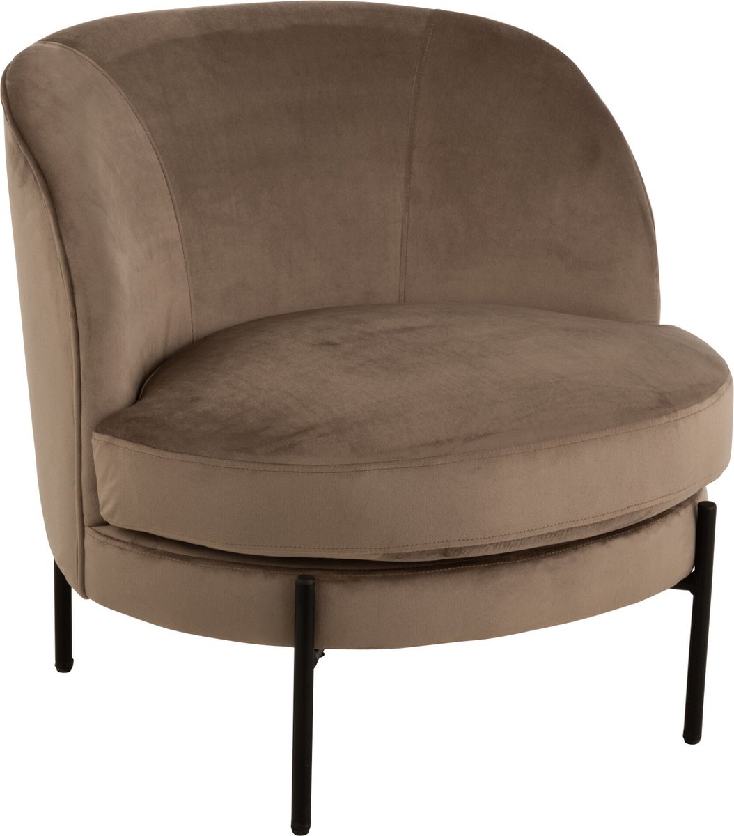 J-Line Lounge Stoel Rond Textiel/Metaal Bruin | bol.com
