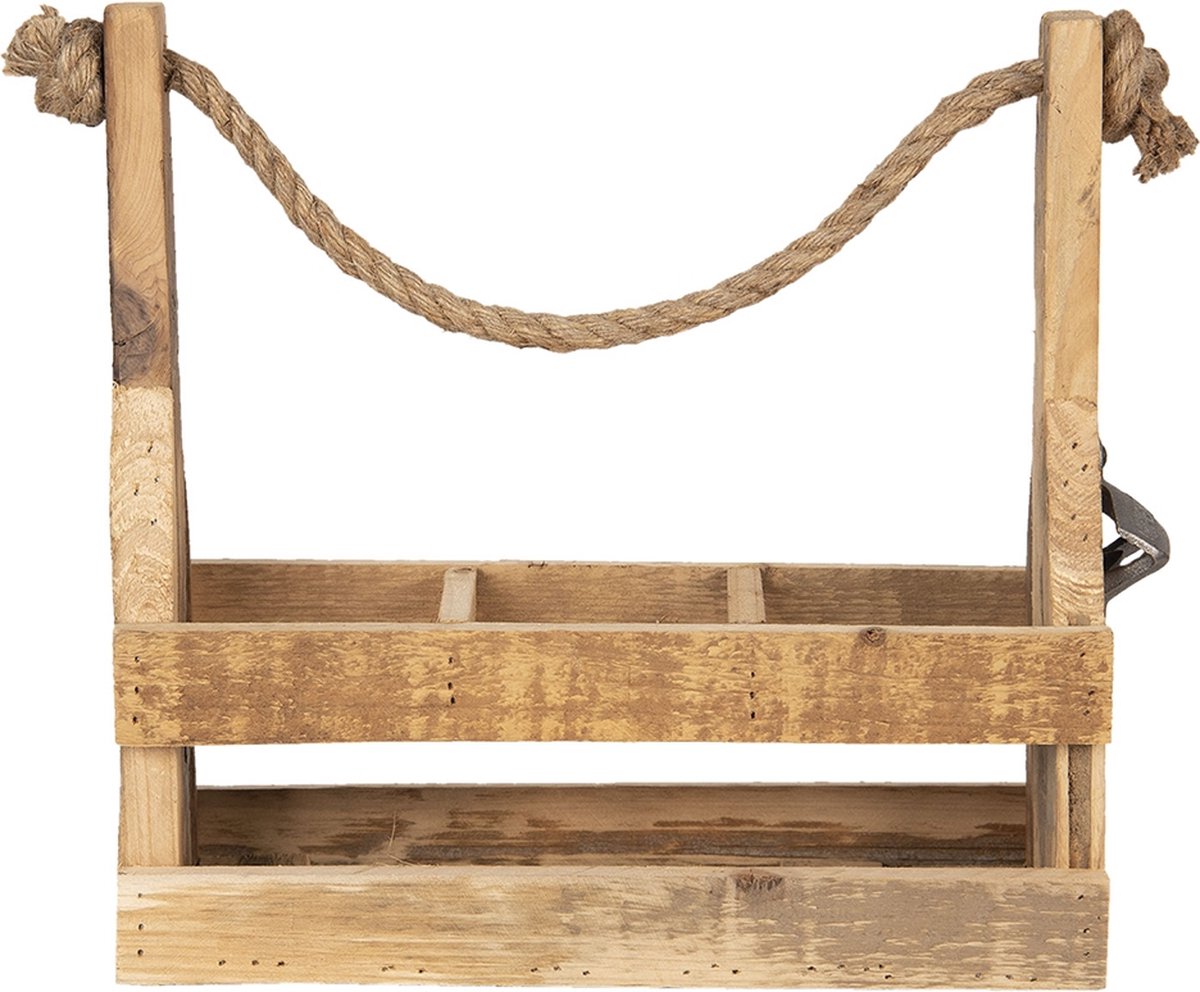 Clayre & Eef Flessenhouder 32x11x32 cm Bruin Hout Rechthoek Flessenrek ...