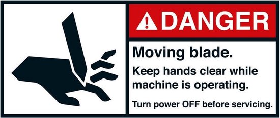 Danger Moving blade sticker, ANSI, 2 per vel 45 x 100 mm | bol.com