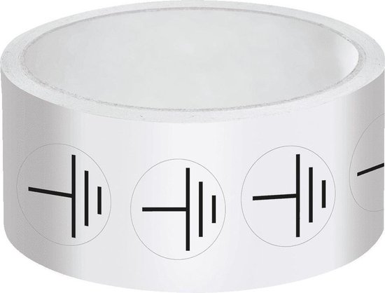 Beschermende aarding sticker op rol, wit zwart 16 mm - 500 per rol | bol