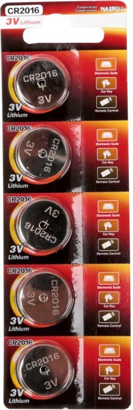 Knoopcel Batterij - Aigi Vitro - CR2016 - 3V - Lithium Batterijen - 5 Stuks - BSE | bol