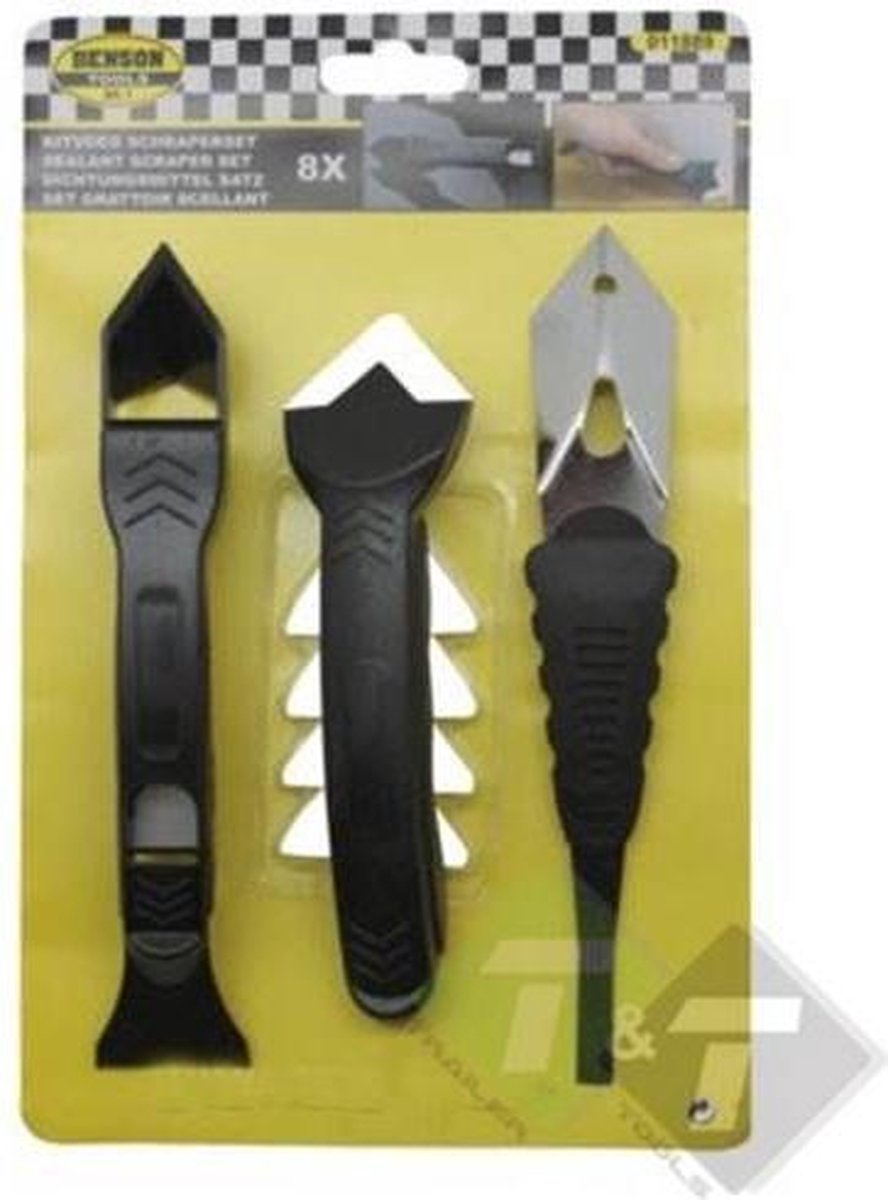 Kit gereedschap 8 delig, Kitvoeg set, Schraper set, Benson | bol