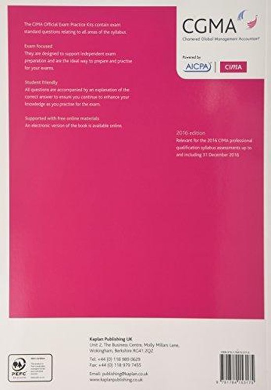 CIMA P1 Management Accounting - Exam Practice Kit | 9781784153175 ...