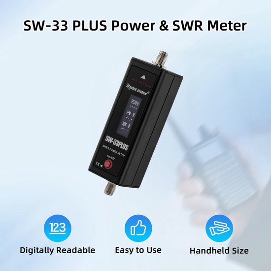 VHF/UHF 125-525 MHz Mini RF Power & SWR Meter - SURECOM SW-33 Plus | bol