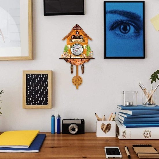 Traditionele Houten Handgemaakte Vogel Wandklok - Batterij Operated ...