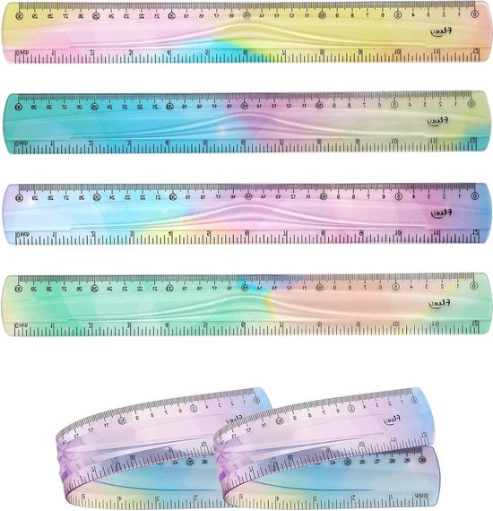Flexibele Linialen 4 Stuks - 30cm Buigbare Zachte Plastic Liniaal voor ...