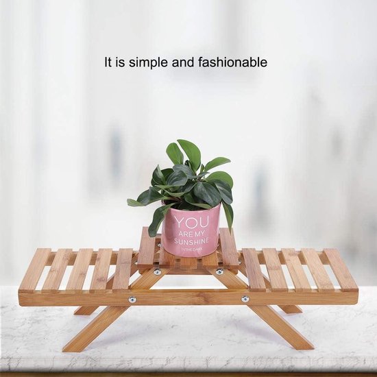 Foldable Wood Plant Rack - 2 Levels Collapsible Flower Pot Stand Garden ...