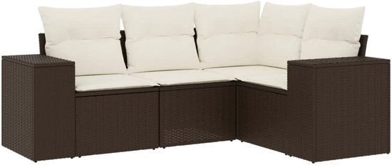 vidaXL Loungeset 4-delig - Bruin - Inclusief kussens | bol