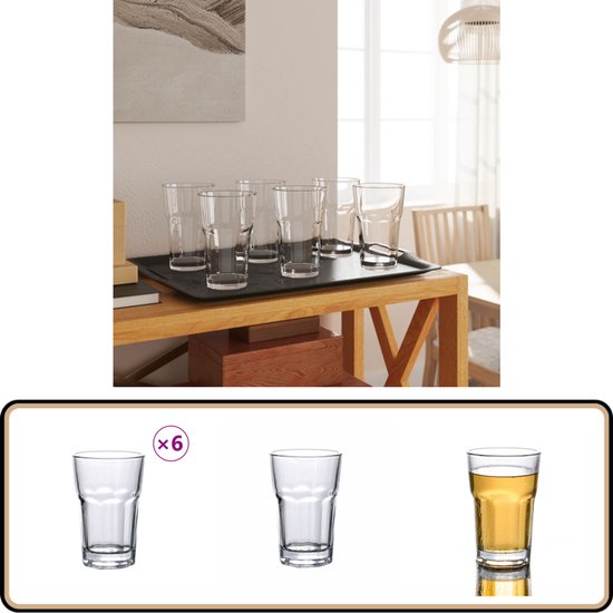 vidaXL Bierglazen - 6 stuks - 295 ml - Glas - Transparant Bierglas - Bierglazen -... | bol