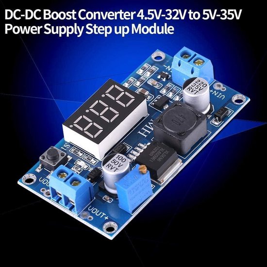 DC-DC Boost Power Supply 4.5V-32V to 5V-35V with LED Voltage Indicator ...