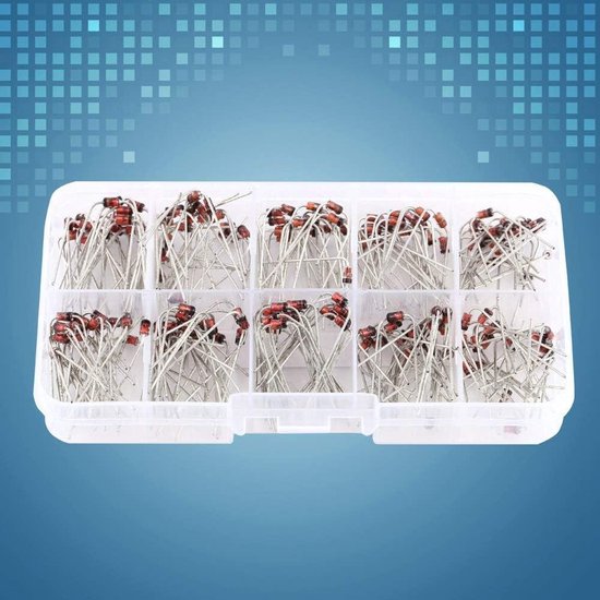 Diode Assortment Kit - 200pcs 10 Values Zener Diode Assortment Kit 1N4728~1N4737 with... | bol