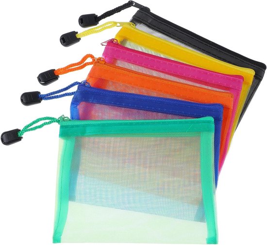 Small Pouches - Set van 6 Stuks met Ritssluiting, Nylon Mesh en ...