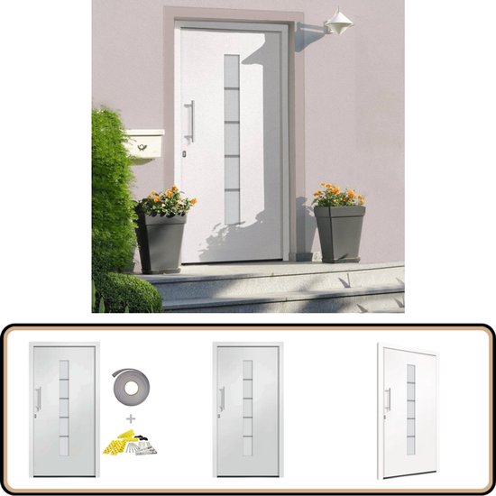 vidaXL Voordeur - Aluminium en PVC - 100x200 cm - Wit Voordeur ...
