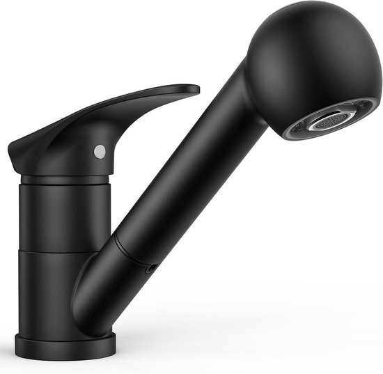 Zwarte Keukenkraan met Handdouche - 360° Draaibaar | bol