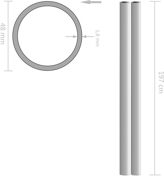 vidaXL Roestvrijstalen Buizen V2A - 2m - ?48x1,8mm - 2 stuks ...