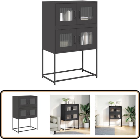 vidaXL Hoge kast - Staal - Zwart - 68x39x107 cm Hoge Kast - Opslagkast ...