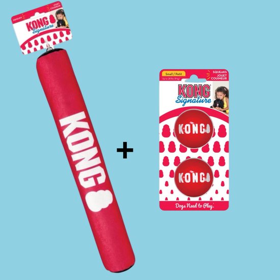Combideal - Kong Signature Balls + Kong Signature Stick Rood / Zwart | bol