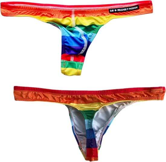 Sexy Heren Regenboog Zwemstring - String Model - Regenboog Kleuren ...