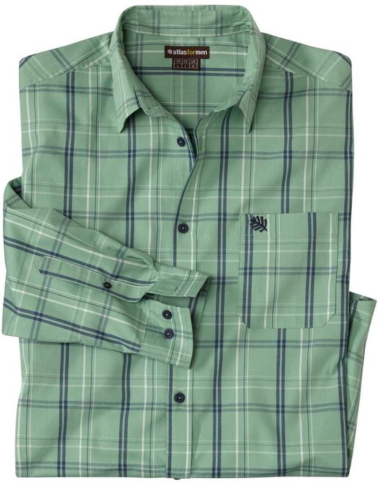 Atlas for Men - Popeline overhemd met ruitjes Montréal - Heren ...
