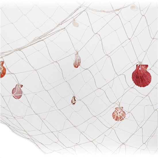 Visnet met schelpen voor decoratie - maritieme wanddecoratie - 1 x 2 m ...